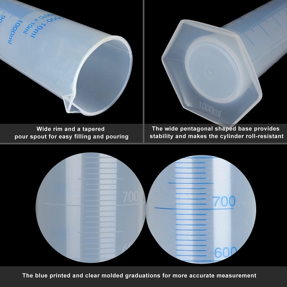 10ml-500ml Plastic Measuring Cylinder Graduated Cylinders Lab Supplies ...