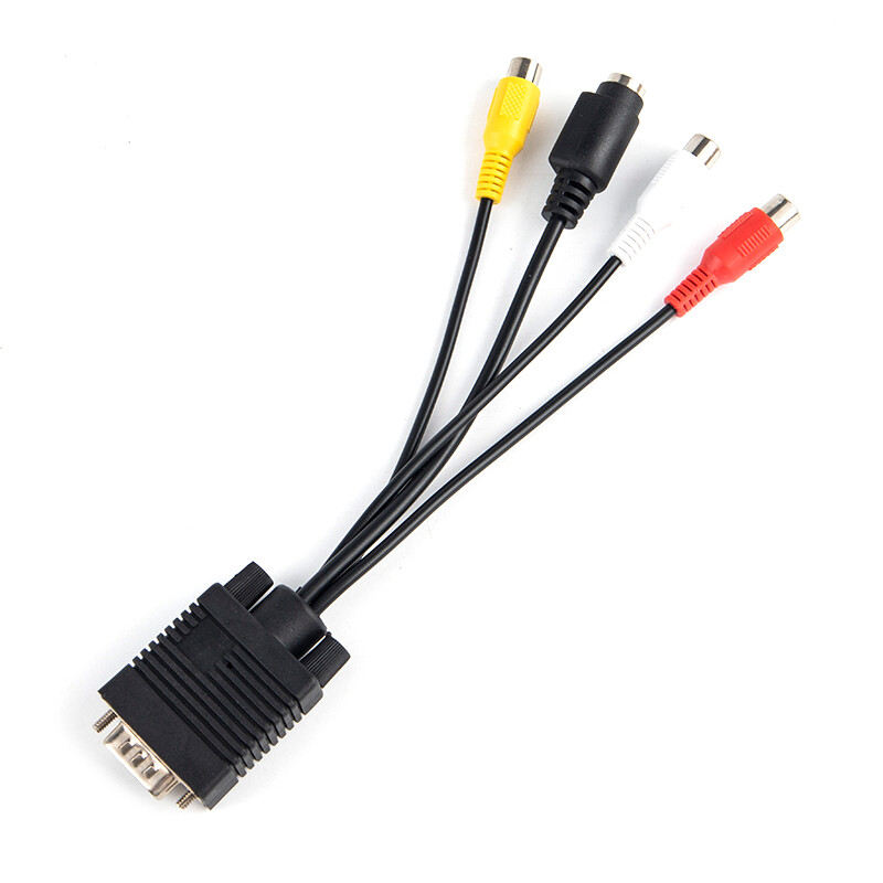 3RCA Converter Cable New VGA to Video TV Out S-Video AV Adapter VGA TO ...