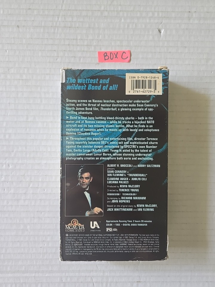Thunderball (VHS, 1994) Sean Connery, James Bond 007, MGM Home Video ...