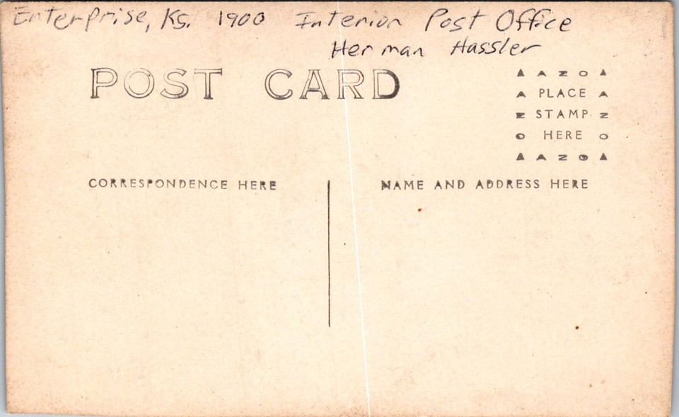 Antique RPPC Real Photo Postcard Enterprise, Kansas Post Office Herman ...