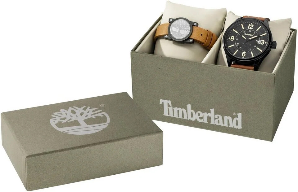 Men's Watch Timberland Leather Strap Steel Case Special Box Bracelet | eBay
