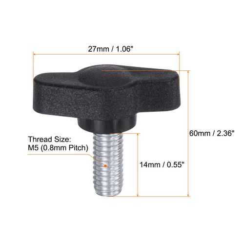 20pcs M6 x 14mm Male Thread Tee Wing Knobs Thumb Screw Clamping Knobs Grip Black | eBay