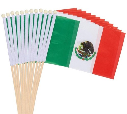 12-PC Hand-Held Cloth Mexican Mexico Flags Party Favors Home Decor 6"x4 ...