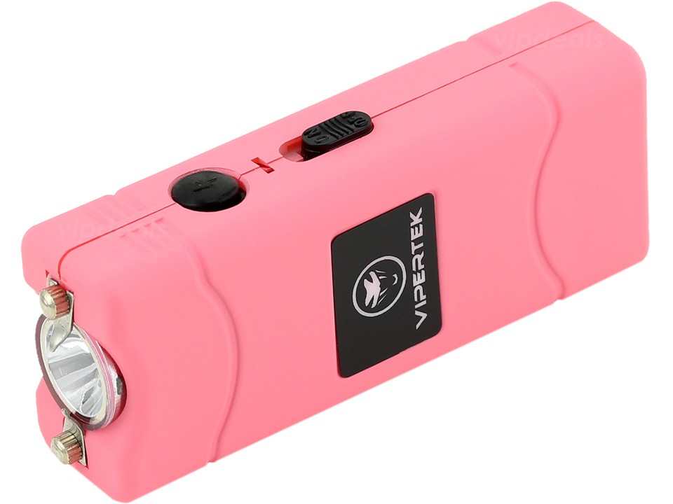 VIPERTEK Stun Gun Micro Mini PINK VTS-881 Rechargeable LED Flashlight ...