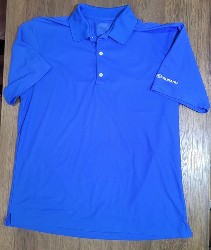 Greg Norman SUBARU Polo Shirt Mens XL Blue Performance Golf Play Dry ...