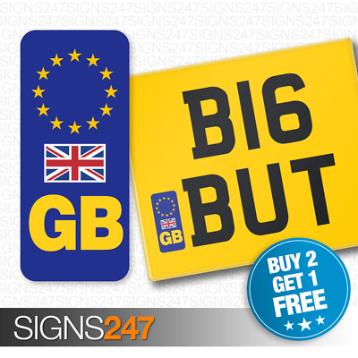 GB NUMBER PLATE STICKER WITH UK FLAG For Motorcycles / Motorbikes EU ...