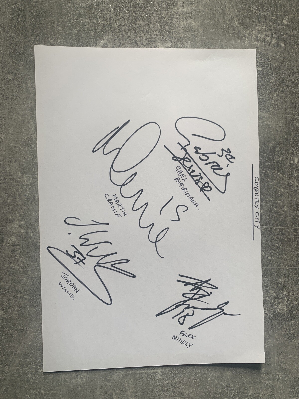 16 x COVENTRY CITY FC autographs - hand signed - white autograph paper ...