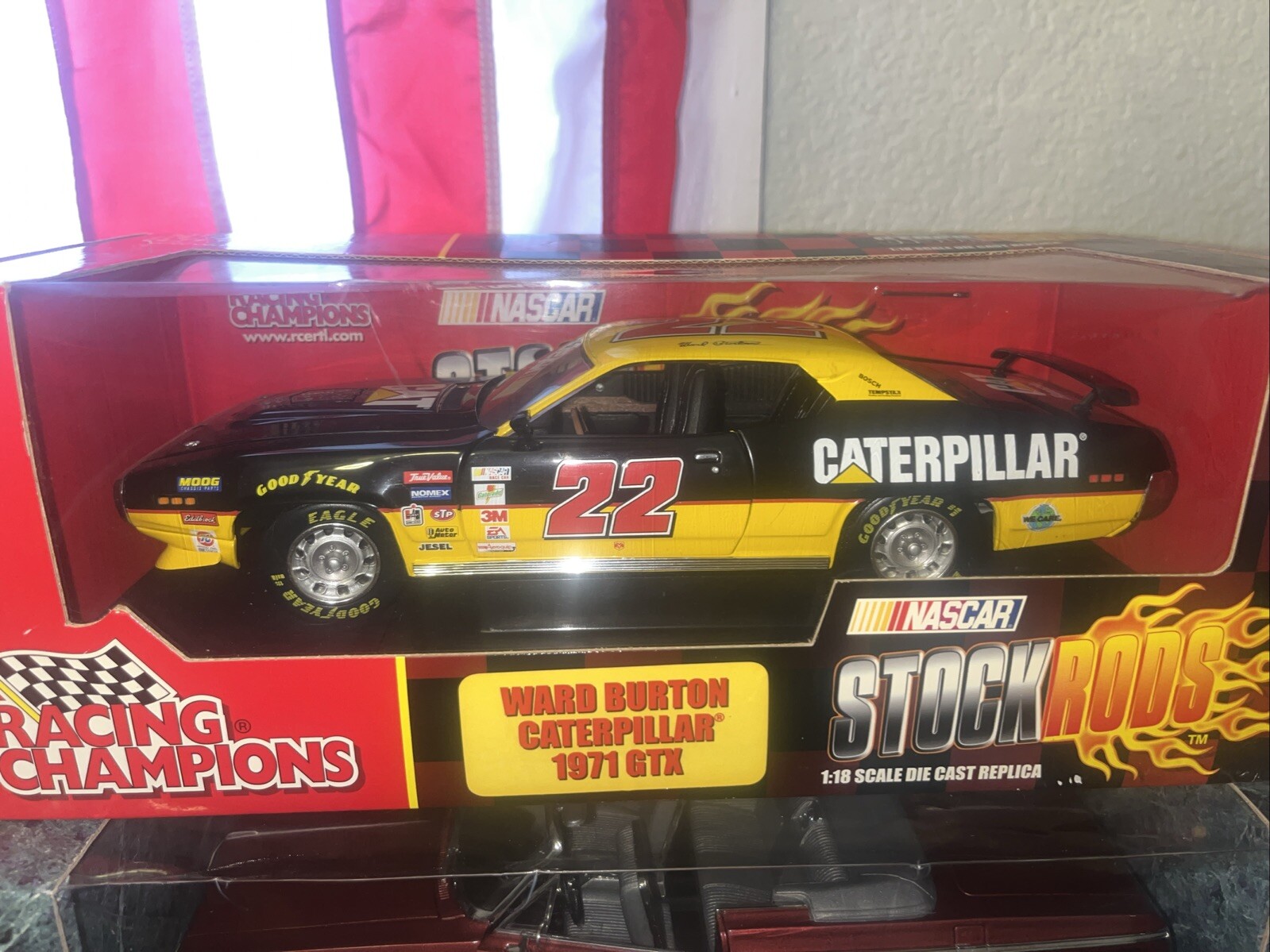 CHROME CHASE 199 Ertl 1/18 1971 PLYMOUTH BARRACUDA Ward Burton Nascar ...