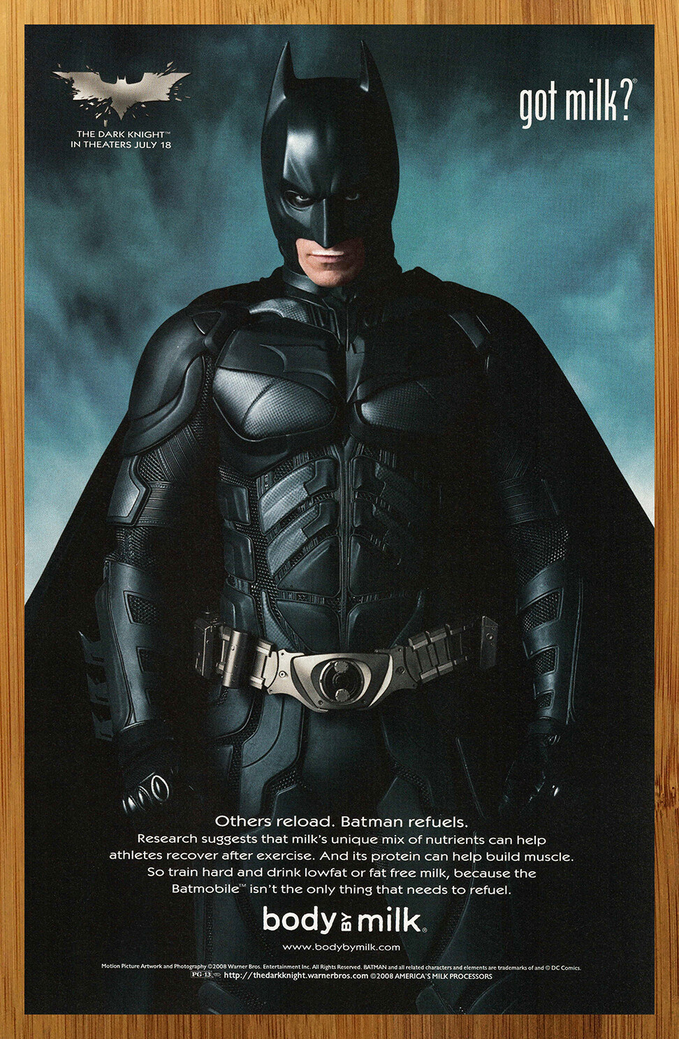 2008 Batman The Dark Knight Christian Bale GOT MILK? Print Ad/Poster ...
