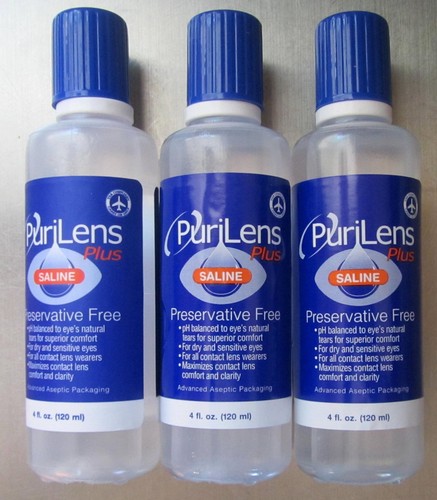 Purilens Preservative-free Saline Solution for Soft Contacts 4oz ( 3 ...