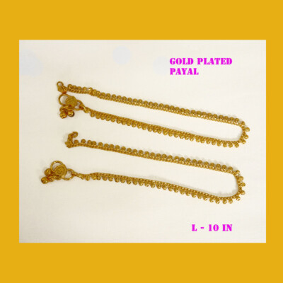 NEW 22CT GOLD PLATED LEAF ARRIVAL INDIAN PAKISTANI PAIR OF ANKLET PAYAL ...