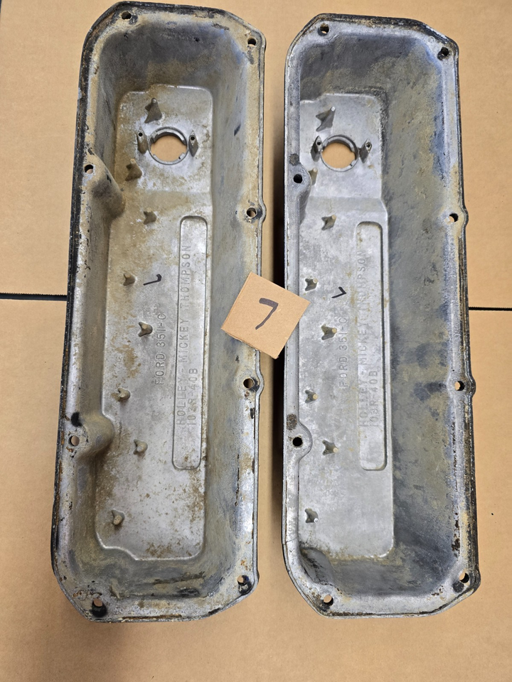 Vintage MICKEY THOMPSON/ HOLLEY Ford Finned Valve Covers FITS 302/351 ...