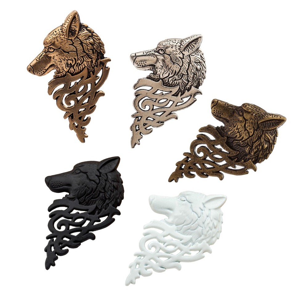 5pcs Wolf Pins: Vintage Alloy Animal Brooches for Men - Stylish Lapel ...