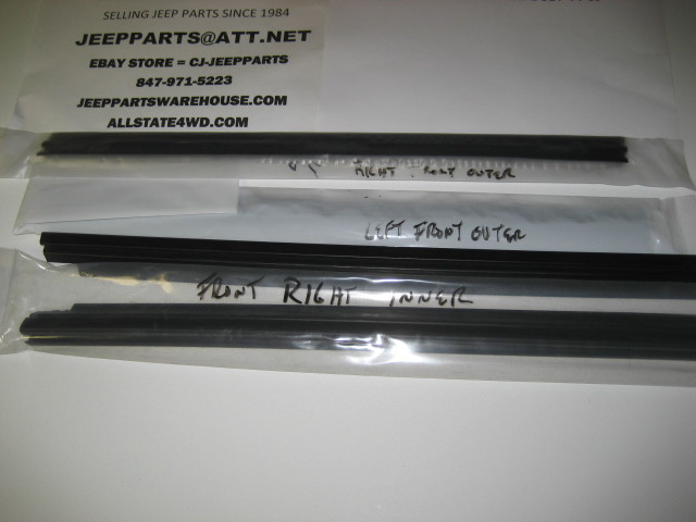 Window Sweep Inner & Outer Front L & R Set of 4 84-96 Fits Jeep ...