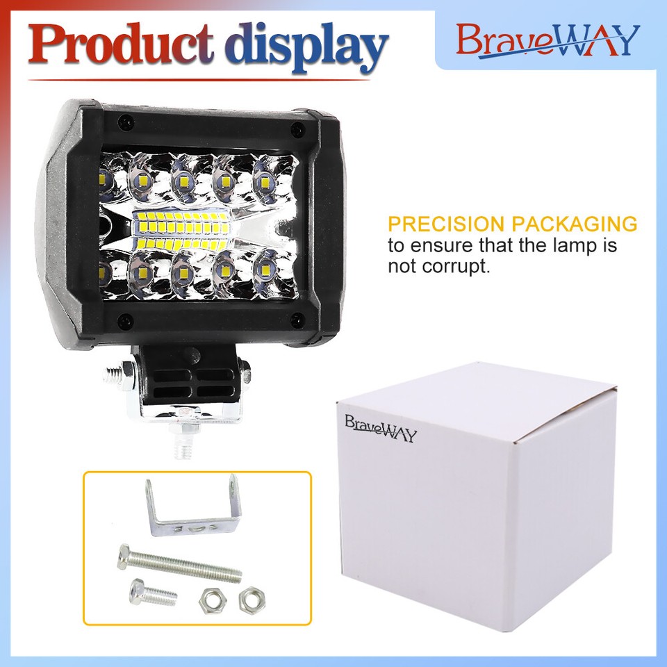10PCS 4" Inch 1200W LED Work Light Bar Flood Pods Driving Off-Road ...