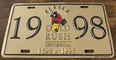 1998 Alaska Gold Rush Centennial Booster License Plate | eBay