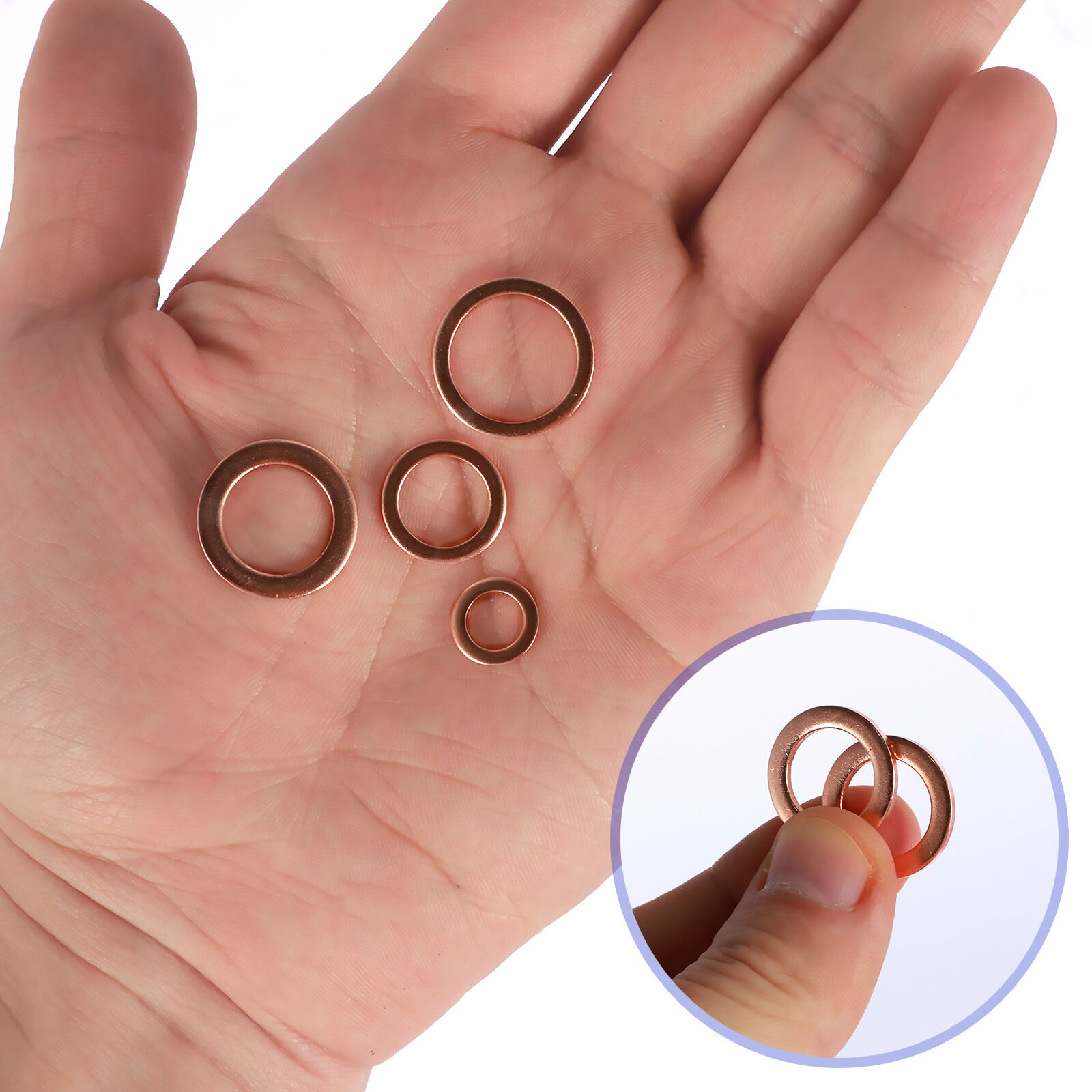200Pcs O-Rings Gasket Kit Copper Washer Assortment Set 9 Sizes Round ...