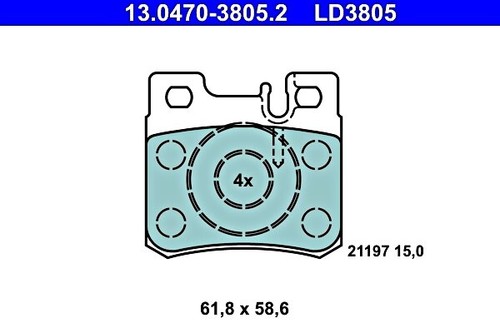 ATE Rear Axle Disc Ceramic Brake Pad Set For MERCEDES 190 A124 C124 ...
