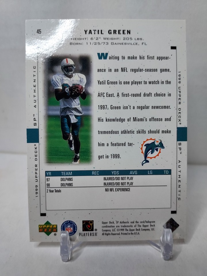 1999 SP Authentic Football #45 Yatil Green Miami Dolphins | eBay