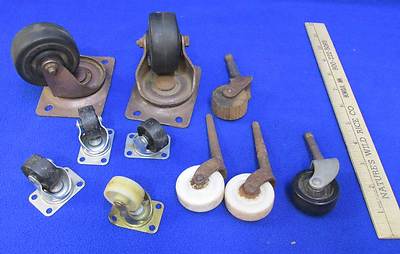 Vintage Wheel Casters Swivel Wood Porcelain Plastic Metal Steampunk 10 ...
