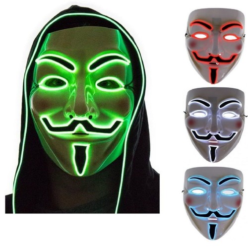Light Up Anonymous mask Guy LED Halloween Cosplay Vendetta Hacker ...