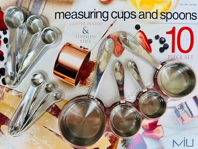 MIU Copper Plated Exterior Measuring Cups + Stainless Steel Spoons 10 ...
