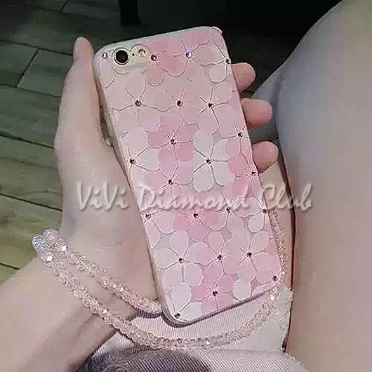 Fashion 3D Bling Diamond Crystal Floral Case w/ Strap For Apple iPhone ...