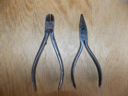 (2) Vtg Dunlap Hand Tools Longnose Pliers & Wire Cutters Approx 5.75 ...