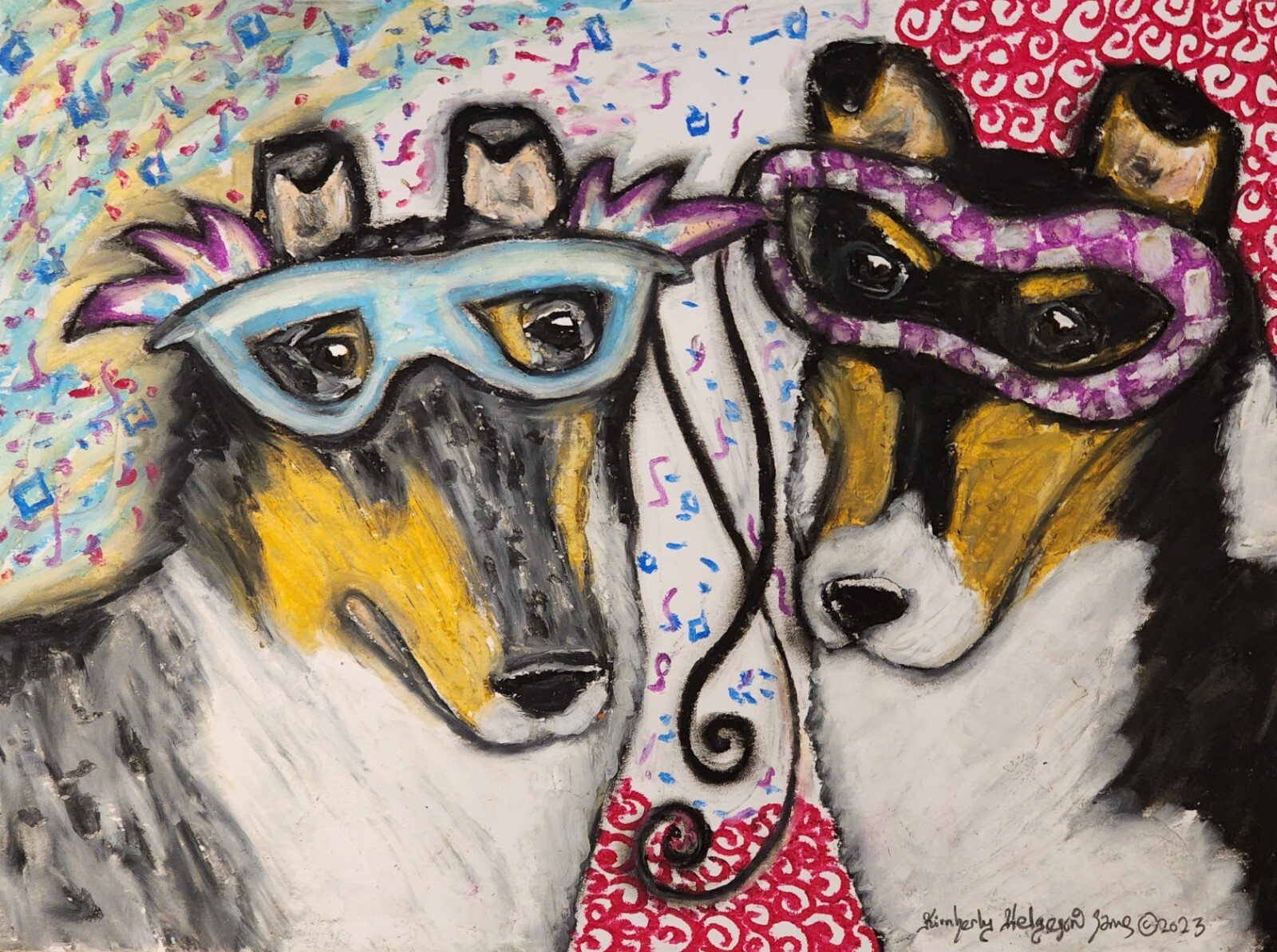 ACEO Smooth Collie Masquerade Dog Art Mini Print 2.5 x 3.5 Trading Card ...