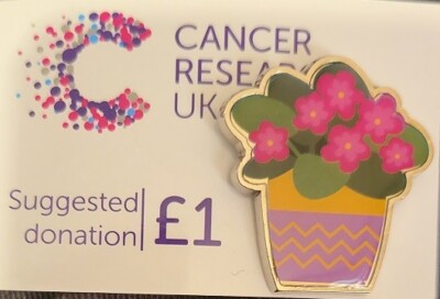 Charity Pin Badge Cancer Research Red Flowers | eBay UK