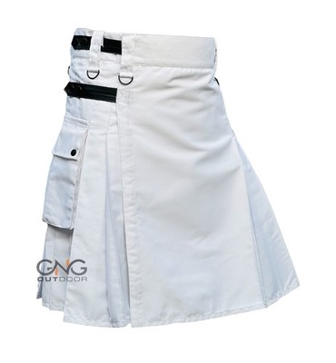 Men's Scottish Leather Strap White kilt Fashion Cotton Utility kilt ...