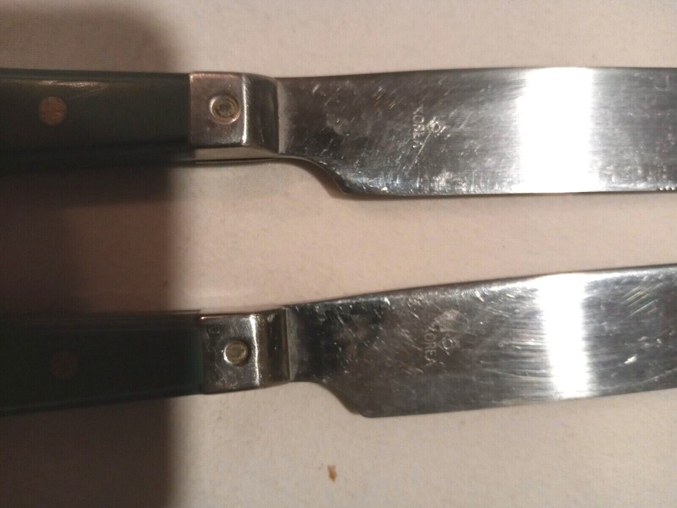 Vtg Silverware Blue Handles Stainless Flatware 2 Knives 1 Fork 2 Spoons ...