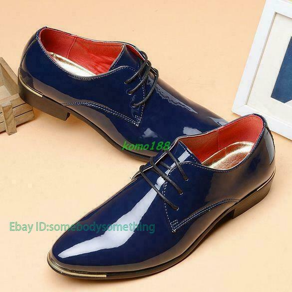 Mens patent Leather Pointy Toe Formal Dress Shoes wingtip shoes plus ...