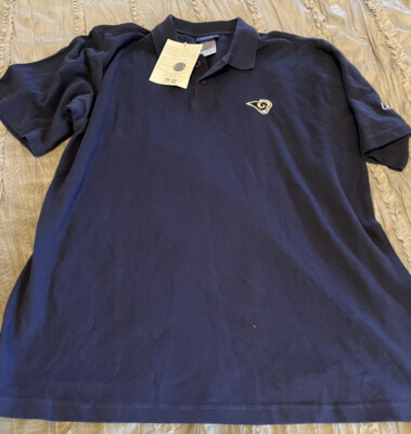 ST. LOUIS RAMS Football REEBOK Vintage LARGE Polo Shirt NFL Blue NEW ...