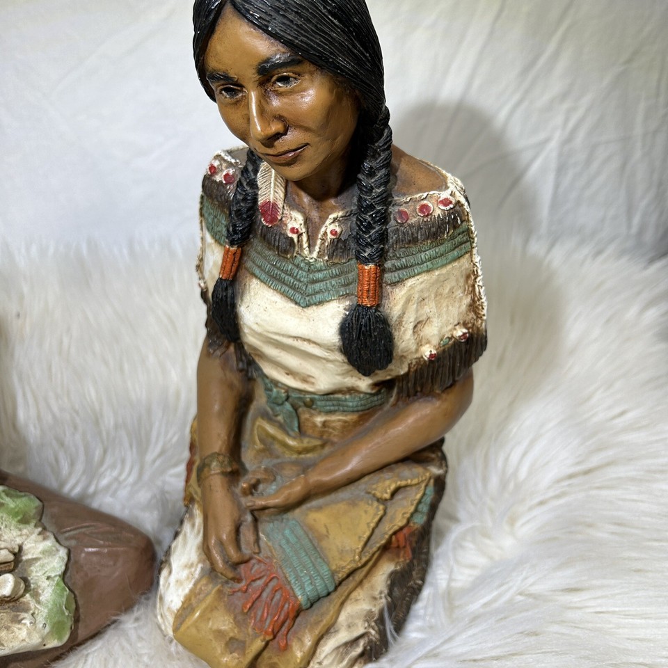 1985 Universal Statuary Pair of Native American Statues Hand Painted ...