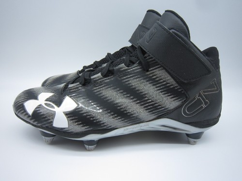MEN'S 11E 11 E UNDER ARMOUR C1N MID FOOTBALL CLEATS BLACK GRAY WIDE ...