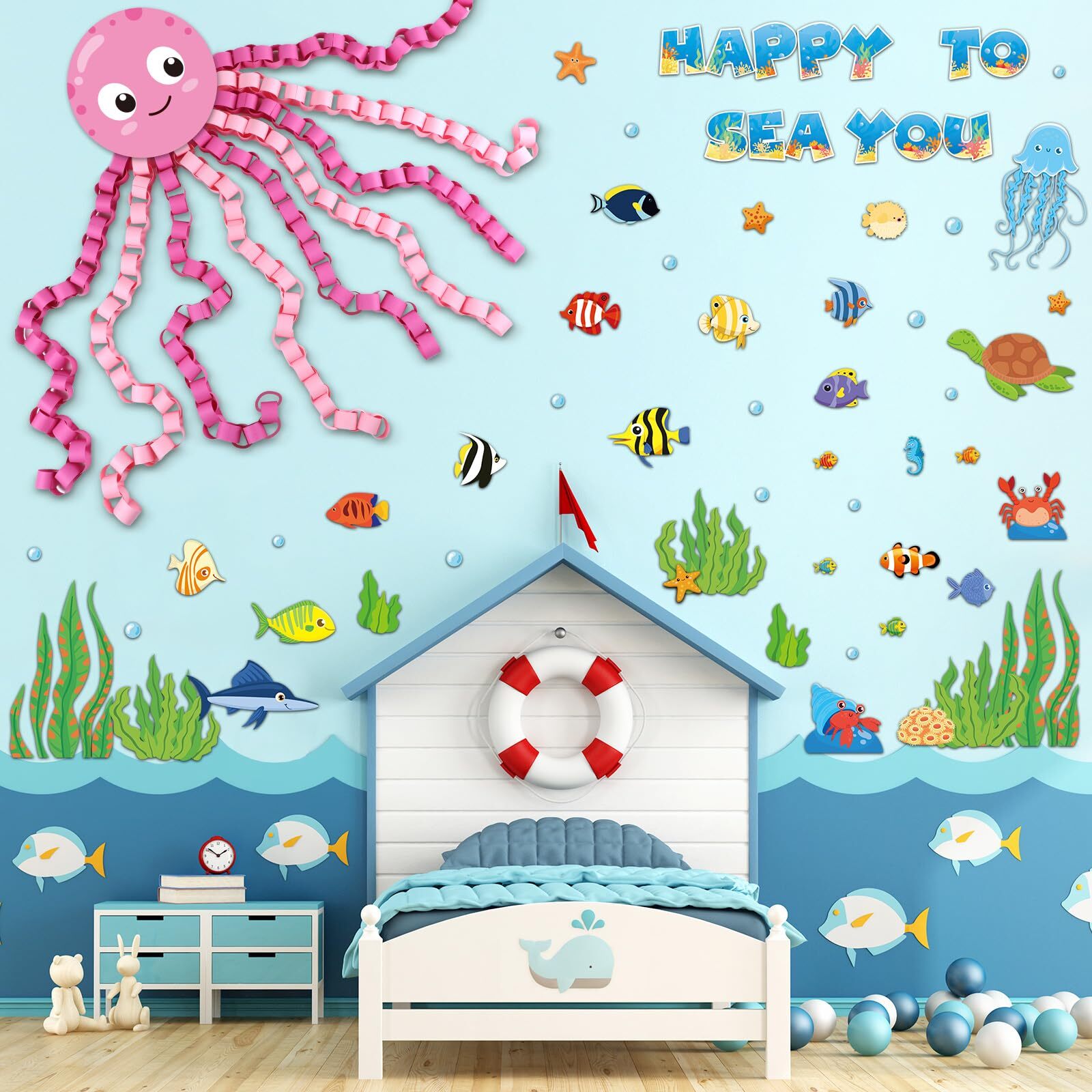 93 Pcs Sea Animal Bulletin Board Classroom Decoration Under The Sea ...