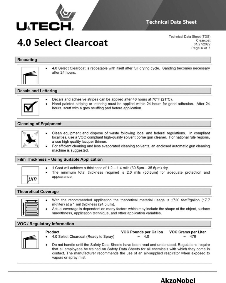 UTECH AkzoNobel U-TECH 4.0 Select Clear Coat Med Harden - Two 1.25 ...