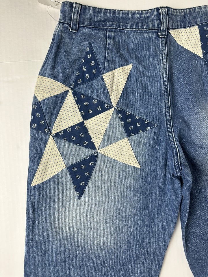 Free People Women's Down To Earth Patchwork Breezy Blue Jeans Size 28 $168 | eBay