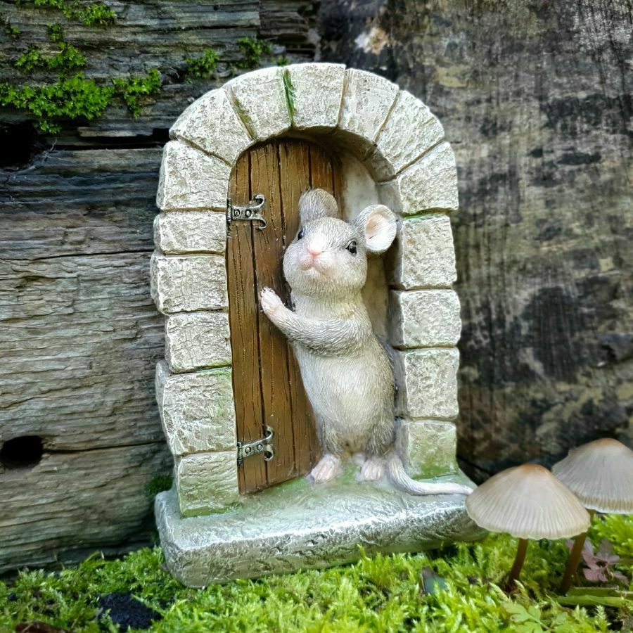 Mouse Door Statue | Indoor Garden Outdoor Home Tree Animal Decoration ...