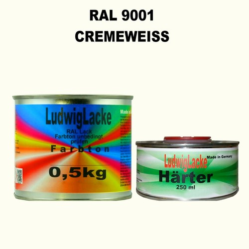RAL 9001 Cremeweiß Cremeweiss Acryllack 0,75 kg glänzend mit Härter Ral ...
