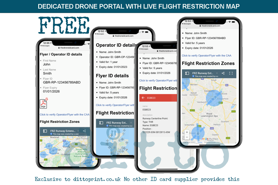 Drone Stickers & Drone Card - CAA Flyer ID Card + 5 x Drone Operator QR ...