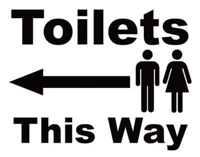 Male Female Toilets This Way Left Arrow Self Sign Adhesive Sticker ...