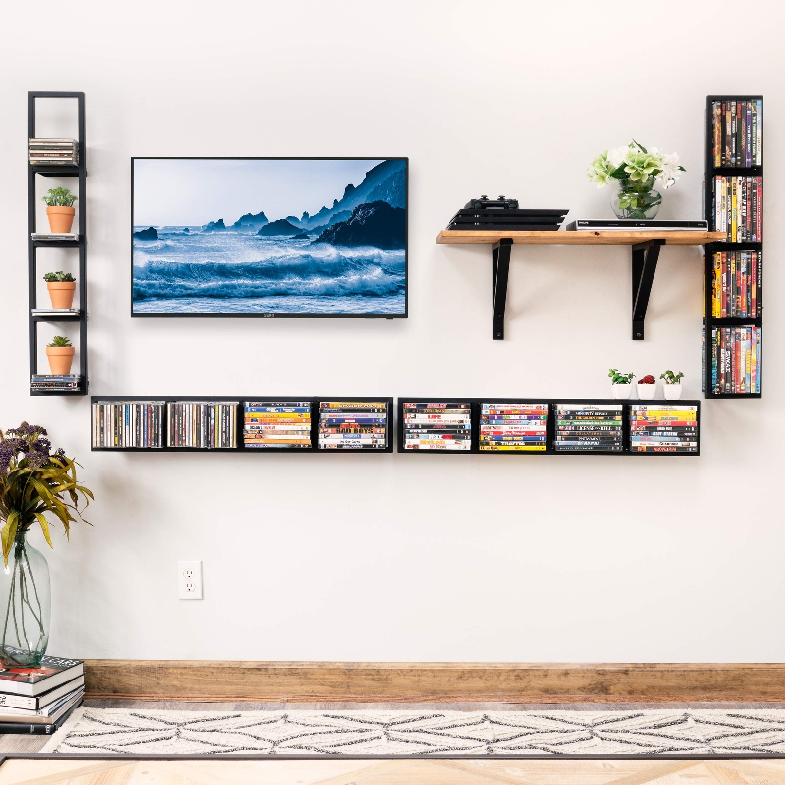 Youhavespace Cd Dvd Storage Shelf For Wall 34 Inch Cube Storage Media ...