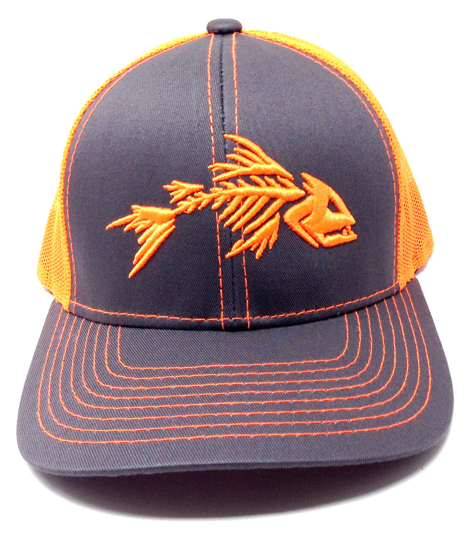 BONE FISH SKELETON SPORT PRO FISHING ANGLER LOGO MESH TRUCKER ...