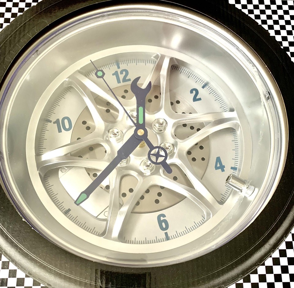 14" Tire & Rim Wall Clock Battery-Powered Ideal for Garage/Man Cave | eBay