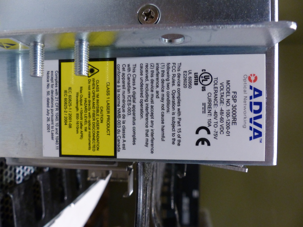 ADVA 100-1200-01 FSP 3000RE SHELF ASSY W/ FILLER CARDS VG2020PA + 150 ...