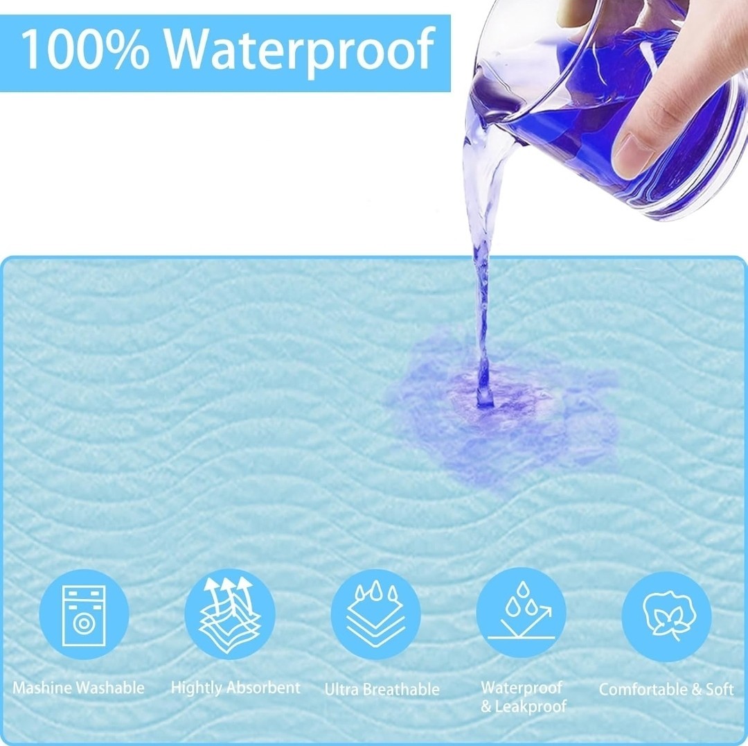 [2 Pack]Washable & Reusable Waterproof Bed Pads, Tuckable Sides 60" x ...