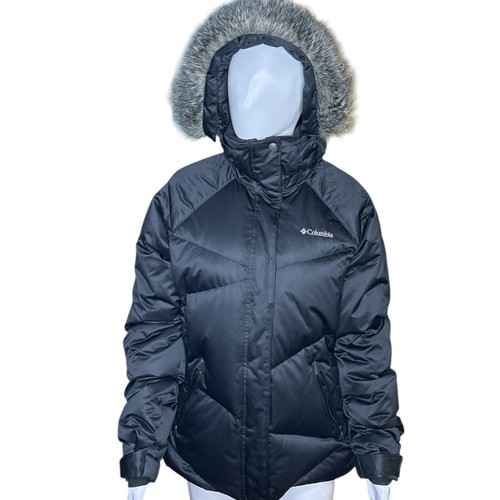 Columbia Jacket Women’s Omni Heat Down Winter Sz Med Black W Faux Fur ...