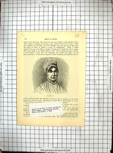 Original Old Antique Print Portrait Elizabeth Fry Anna Buxton Prisoners ...